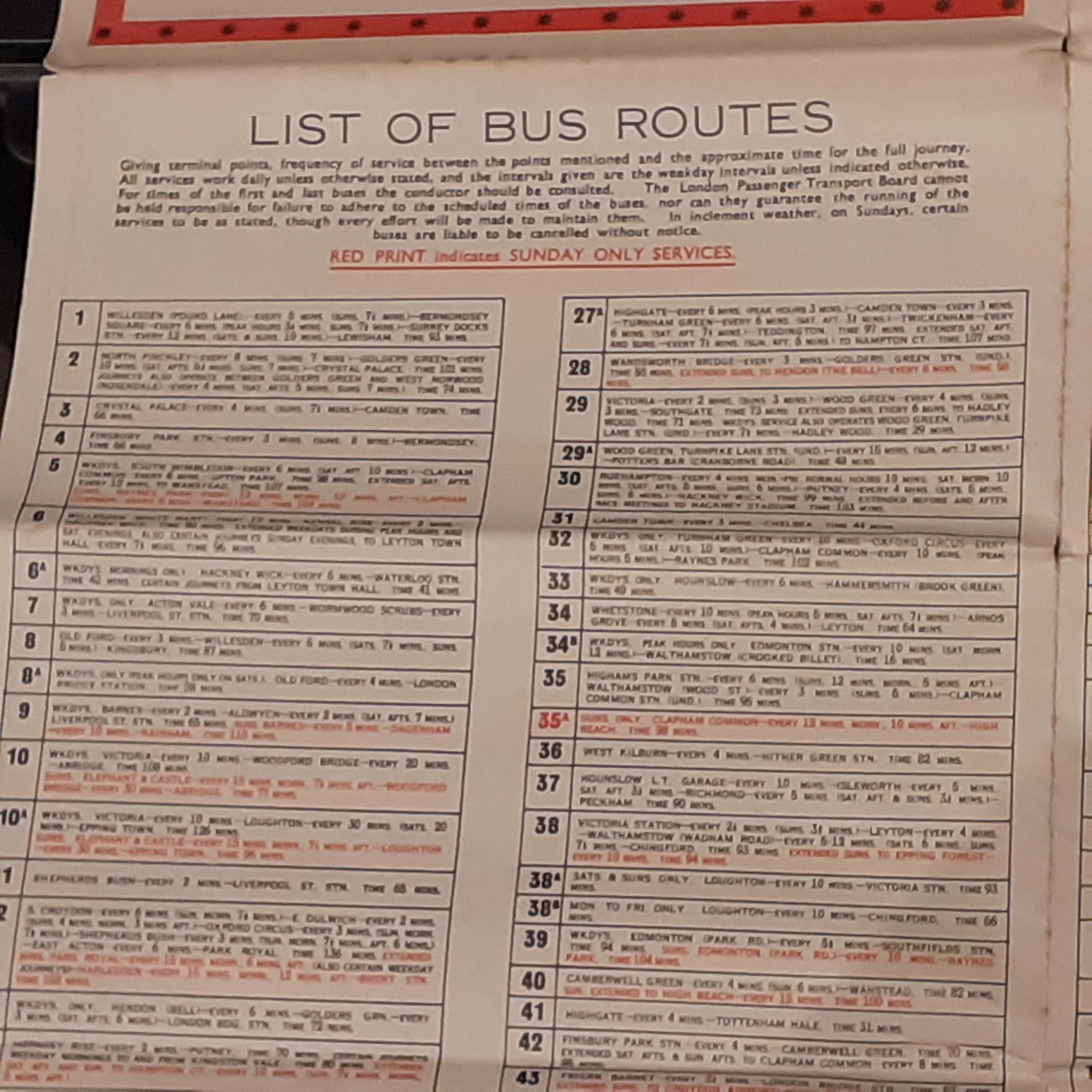 Bus Map Central Area Number 3 - 1939 - Daker Books